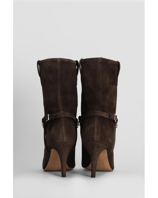 The Seller High Heels Ankle Boots In Dark Brown Suede | Lyst