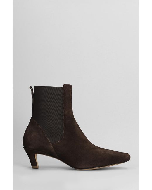 Bibi Lou Susan High Heels Ankle Boots In Brown Suede In Black Lyst