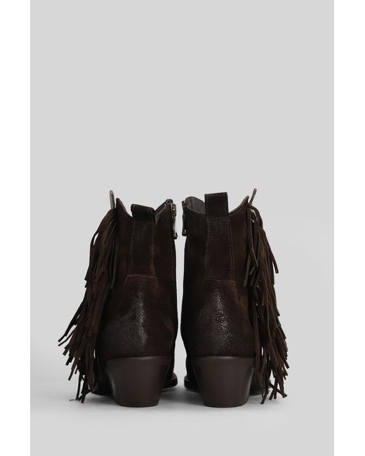 METISSE Texan Ankle Boots In Dark Brown Suede in Black | Lyst