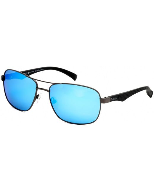 Timberland Tb9136 Sunglasses Matte Gunmetal Black Blue Mirror For Men