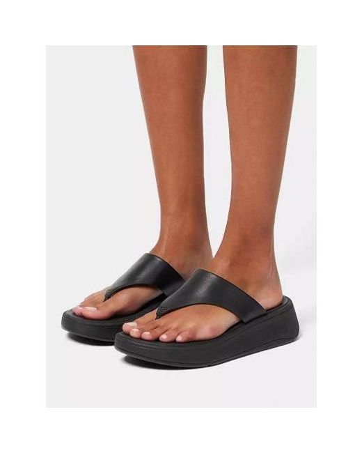 Fitflop All F-Mode Leather Flatform Toe-Post Sandal in Black | Lyst UK