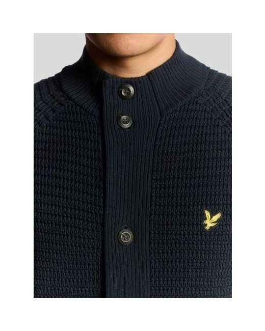 Lyle & Scott Dark Button Through Funnel Neck Jumper in Black for Men ...