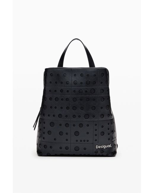 Desigual Circle Pattern Faux Leather Backpack in Black | Lyst