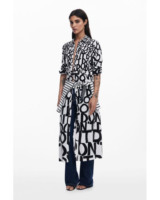Desigual Lettering Midi Dress in White | Lyst