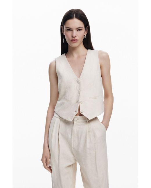 Desigual Leaf Vest in White | Lyst