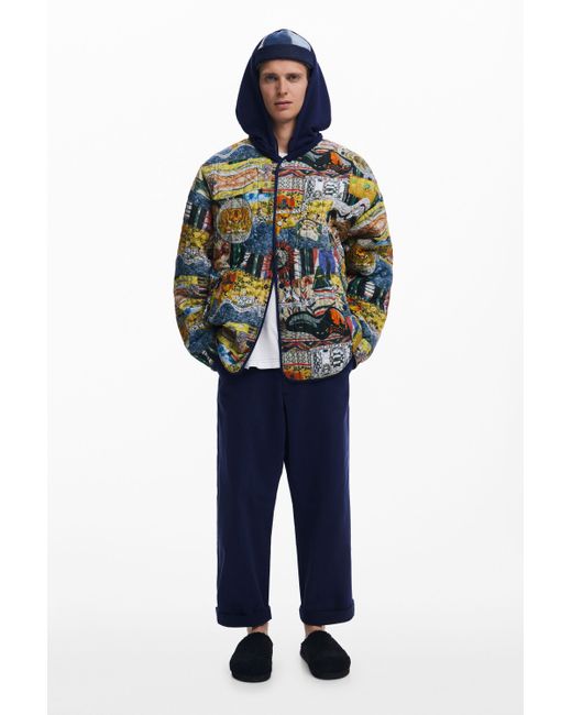 Desigual Reversible Jacket in Blue for Men | Lyst