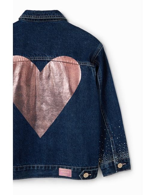 Desigual Heart Denim Trucker Jacket in Blue | Lyst UK