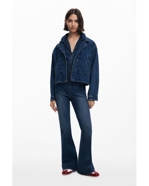 Desigual Double-Collar Denim Jacket in Blue | Lyst UK