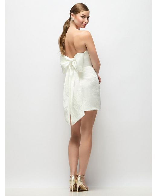 The Dessy Group Strapless Cuff Neck Embossed Floral Jacquard Little ...