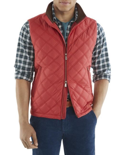 Brooks Brothers Big And Tall Paddock Diamond Quilted Vest In Red For Men Lyst