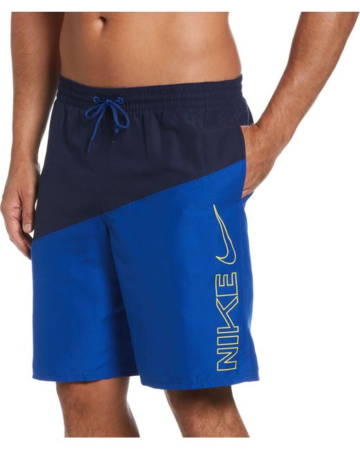 Nike Block Swoosh 9 Volley Swim Shorts In Blue For Men Lyst