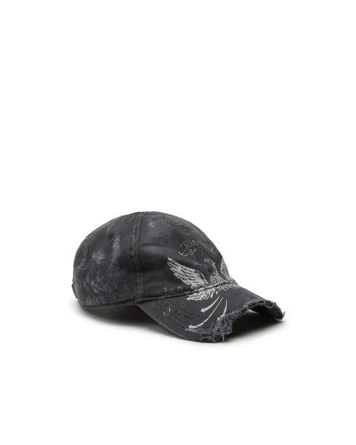 DIESEL Distressed Baseball Cap With Phoenix Print in Black for Men ...