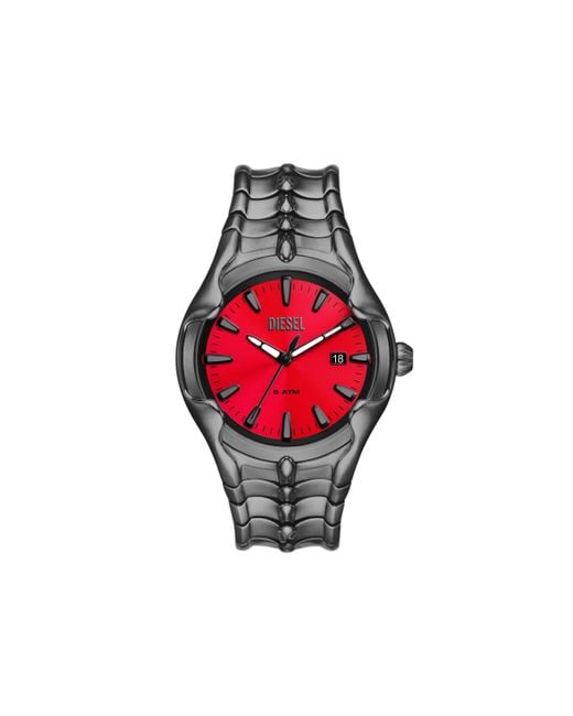 DIESEL Vert Three-hand Date Gunmetal Stainless Steel Watch in Red for ...