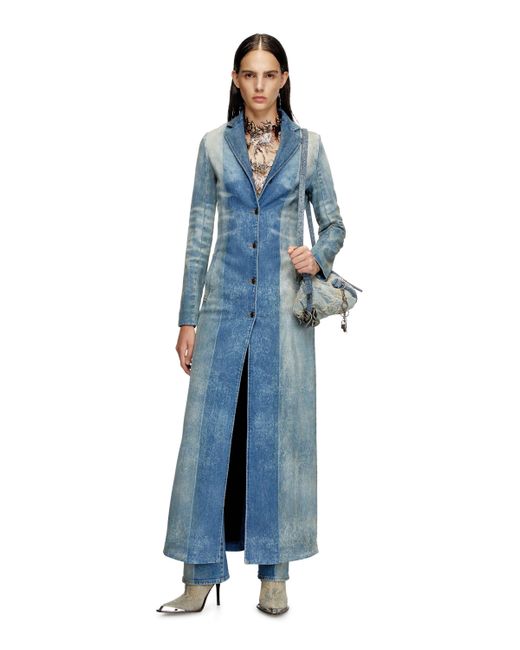 DIESEL Denim Coat With Solarised Folds in Blue | Lyst