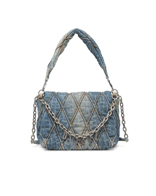 DIESEL Shoulder Bag In Snake-print Quilted Denim in Blue | Lyst