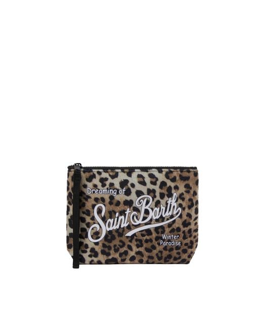 Mc2 Saint Barth Pochette Aline Effetto Lana Con Stampa Leopardata in ...