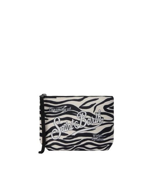 Mc2 Saint Barth Pochette Aline Effetto Lana Con Stampa Zebrata in White ...