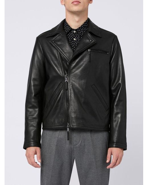 Leather Authority Mave Plon Leather Jacket With Zip in Black for Men | Lyst