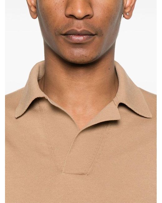 Irish Crone Camel Cotton Polo Shirt in Natural for Men | Lyst