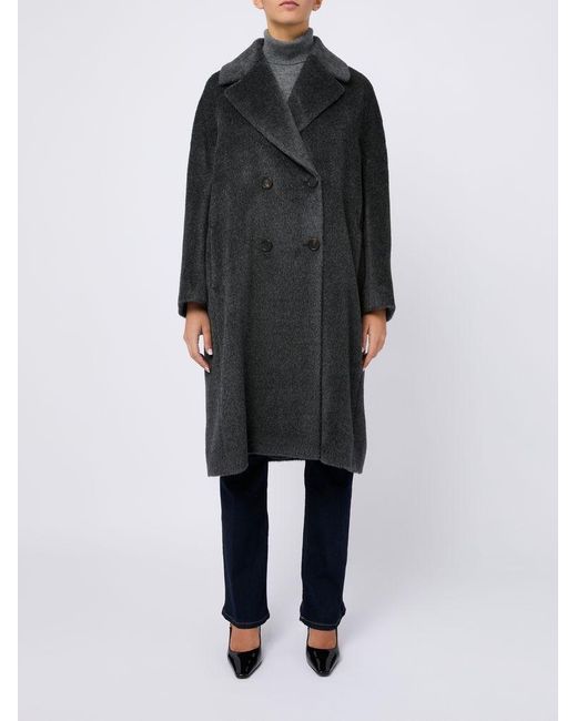 Max Mara Nicole Long Coat With Belt in Black | Lyst