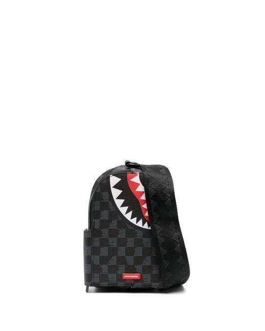 Sprayground Small Checked Backpack With A Mouth Design in Black for Men ...