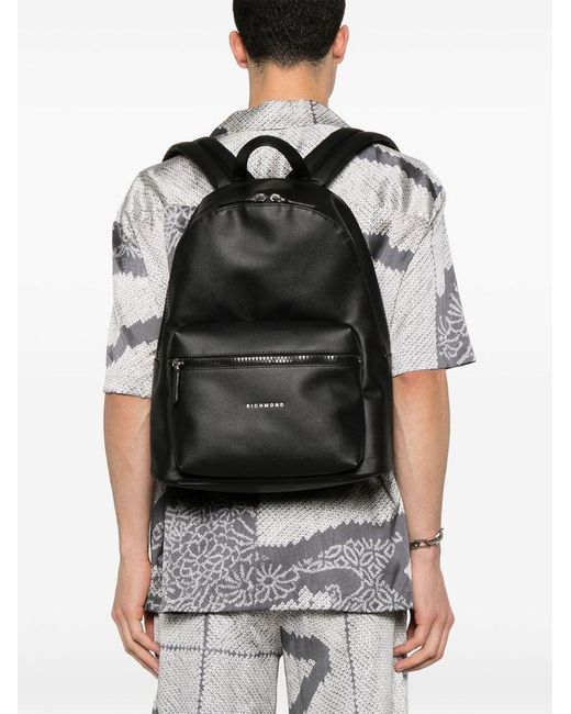 John Richmond Backpack With Logo And Pocket in Black for Men | Lyst