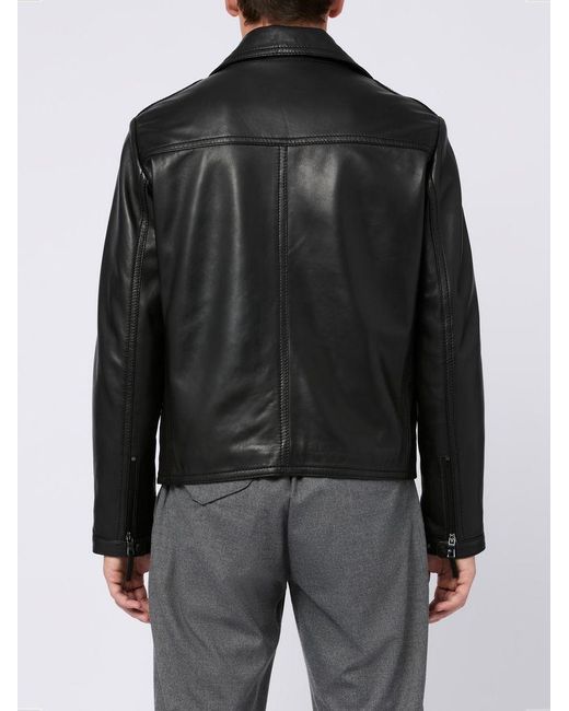 Leather Authority Mave Plon Leather Jacket With Zip in Black for Men | Lyst