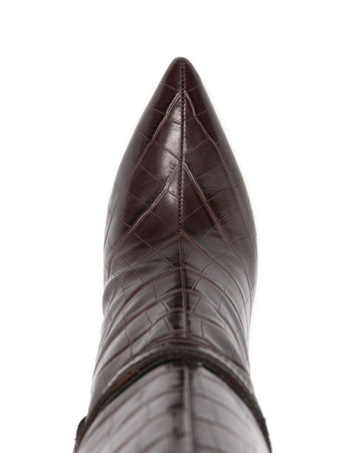 Twin Set Crocodile-Embossed Synthetic Leather Knee-High Boots in Brown ...