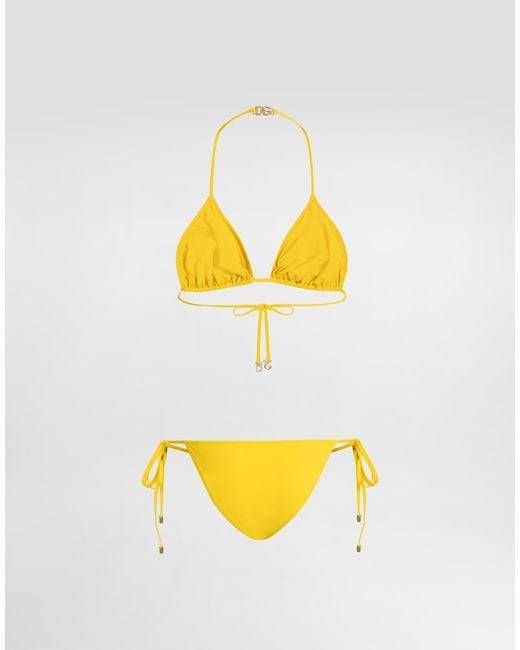 Dolce & Gabbana Triangle Bikini in Yellow | Lyst UK