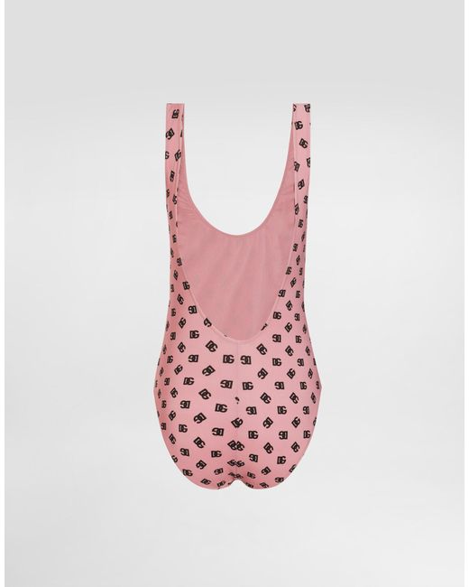 Dolce & Gabbana One-Piece Racing Swimsuit With All-Over Dg Logo in ...