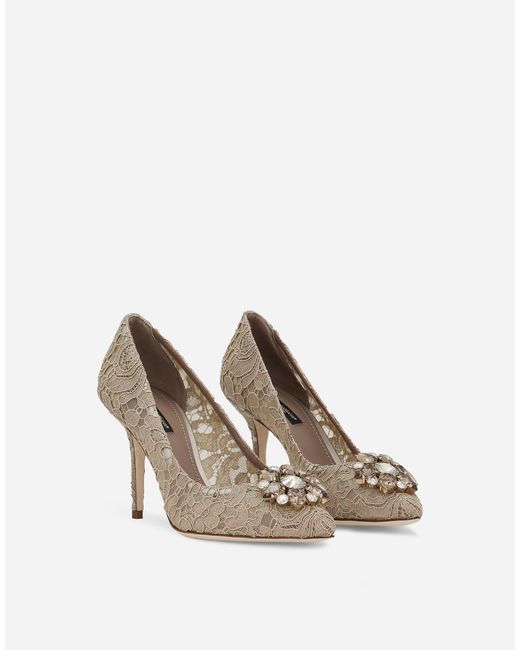 Dolce & Gabbana レインボー パンプス レース ブローチ ホワイト Dolce & Gabbana レインボー パンプス レース ブローチ ホワイト