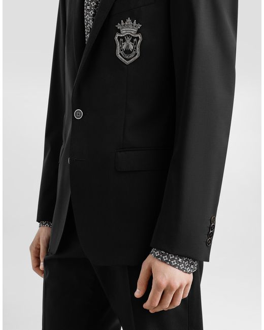 Dolce & Gabbana Single-Breasted Wool Martini-Fit Suit With Heraldic Emblem in Black for Men | Lyst