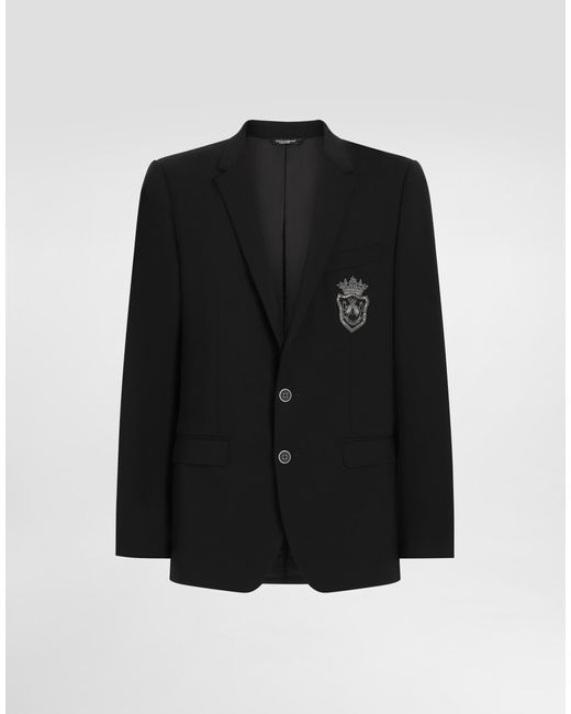 Dolce & Gabbana Single-Breasted Wool Martini-Fit Suit With Heraldic Emblem in Black for Men | Lyst