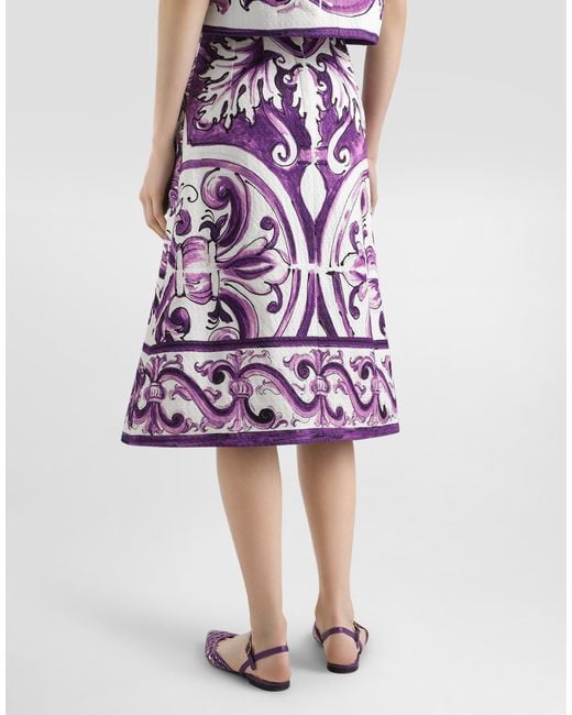 Dolce & Gabbana Majolica-Print Skirt in Purple | Lyst
