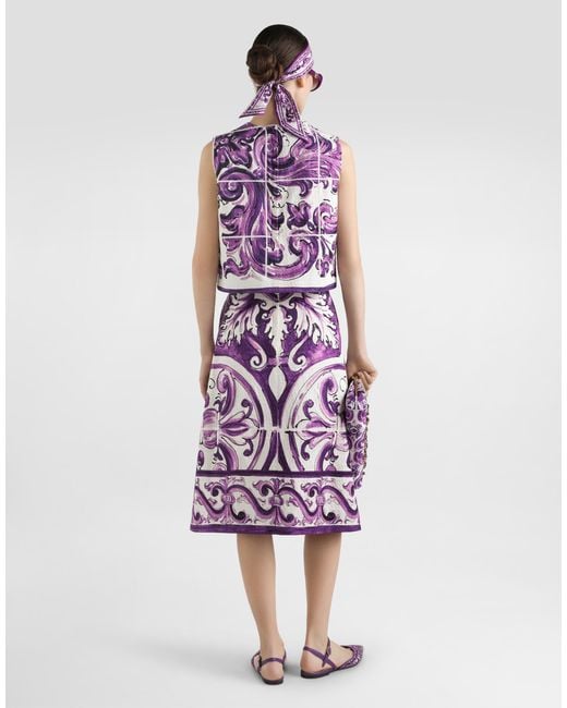 Dolce & Gabbana Majolica-Print Skirt in Purple | Lyst