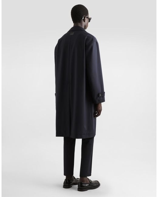 Dolce & Gabbana Single-Breasted Wool Trench Coat in Blue for Men | Lyst