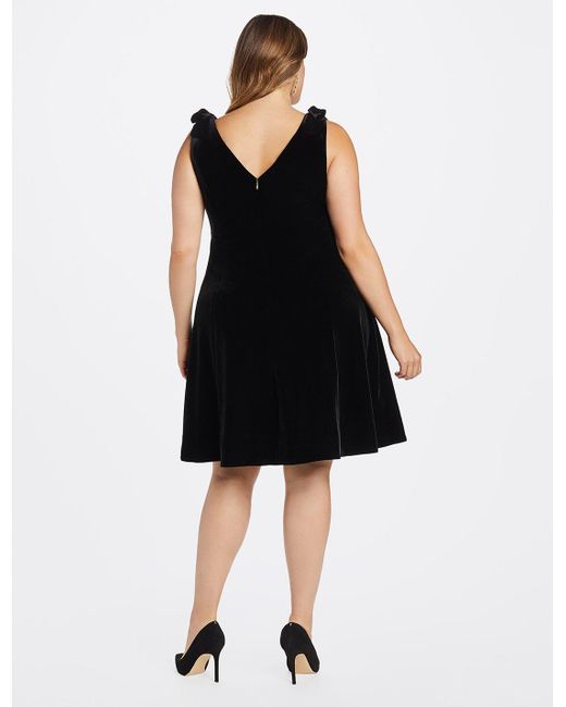 Draper James Velvet Bow Shoulder Dress in Black - Save 1% - Lyst