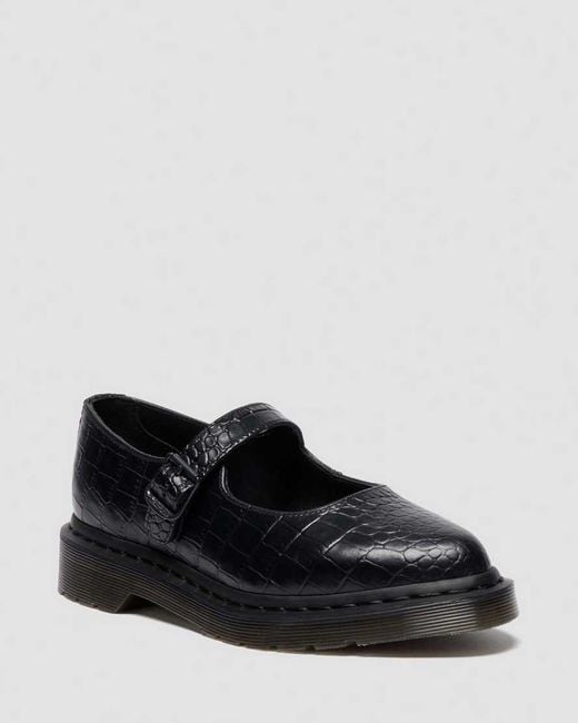 Dr. Martens Elphie Mary Jane Emboss Leather Shoes in Black | Lyst UK