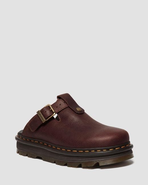 Dr. Martens Zebzag Rustique Leather Platform Mules in Brown | Lyst