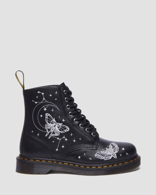 Dr. Martens 1460 Celestial Moth Embroidered Lace Up Boots in Black | Lyst