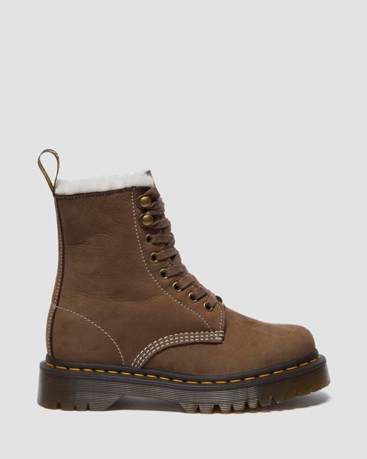 Dr. Martens 1460 Bex Fur Lined Lace Up Boots in Brown | Lyst