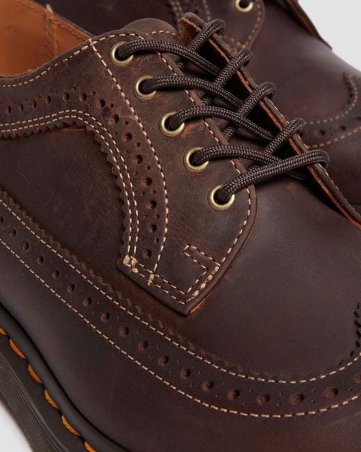Dr. Martens 3989 Crazy Horse Leather Brogue Shoes in Brown | Lyst