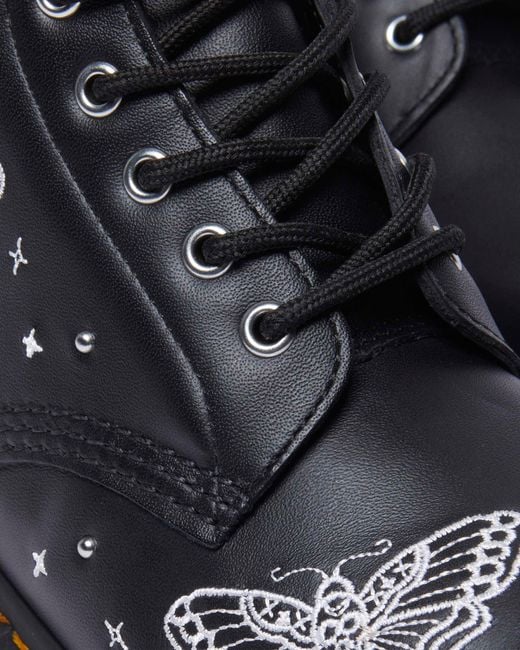 Dr. Martens 1460 Celestial Moth Embroidered Lace Up Boots in Black | Lyst