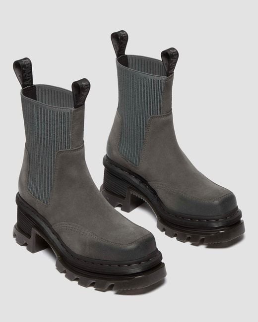 Dr. Martens Corran Chelsea Waxy Suede Heeled Boots in Black | Lyst