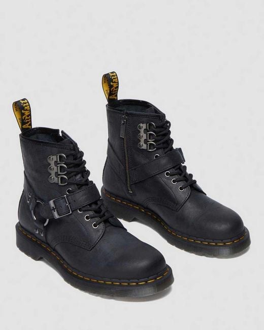 Dr. Martens 1460 Hardware Antique Leather Lace Up Boots in Black | Lyst UK