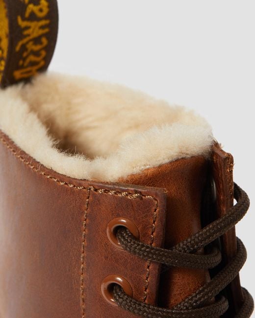 Dr. Martens 1460 Faux Fur Lined Lace Up Boots in Brown | Lyst