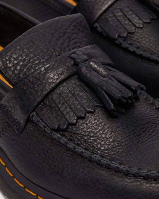 Dr. Martens Adrian Yellow Stitch Ambassador Leather Loafers in Black | Lyst