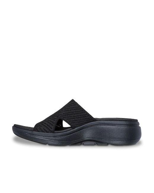 Skechers Go Walk Arch Fit Allure Wedge Sandal in Blue | Lyst