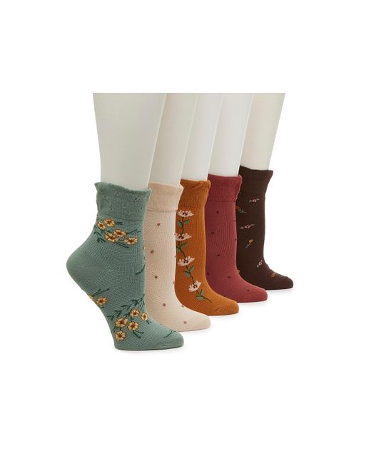 Crown Vintage Floral Waffle Slouch Ankle Socks in Black | Lyst