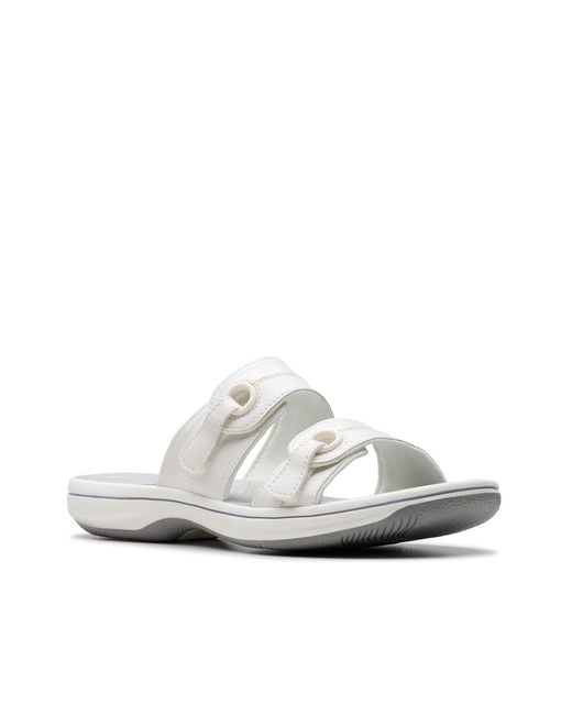 Clarks Breeze Maye Slide Sandal in White | Lyst